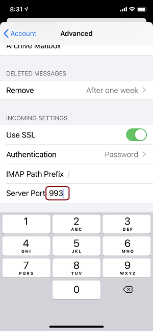 Change Mail Server ports Apple iPhone X, XS, XR, 11, 11 Pro, 11 Max and ...